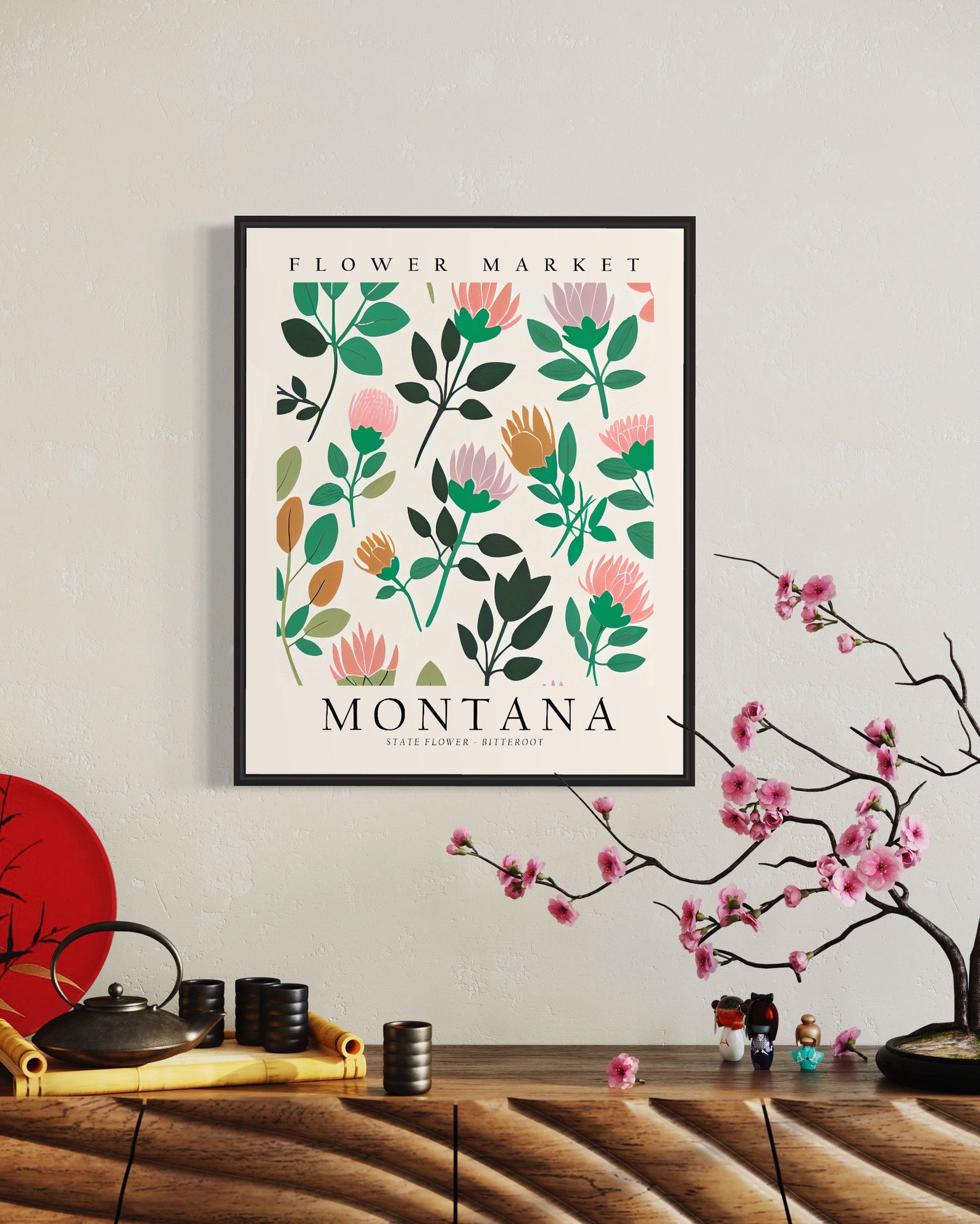 Montana State Flower, Montana Flower Market Art Print, Bitterroot 1960 ...