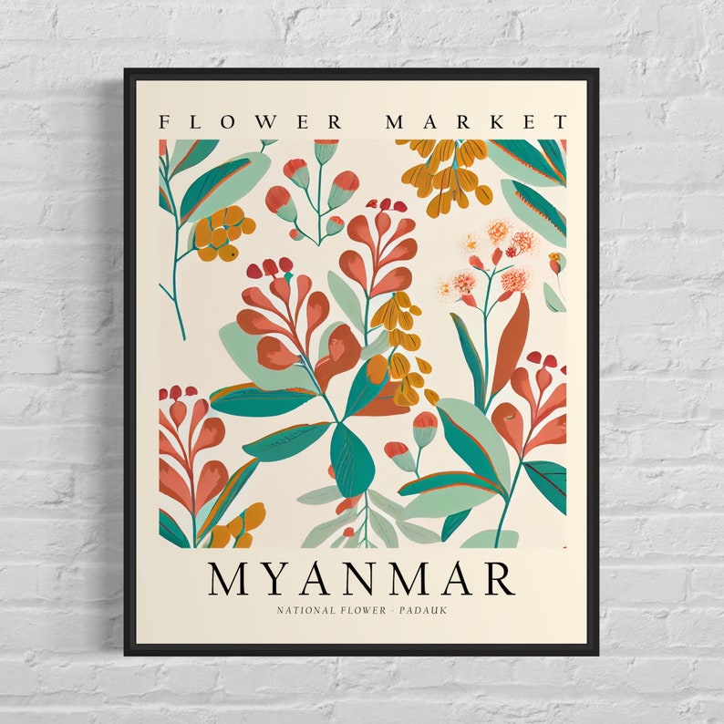 Myanmar National Flower Myanmar Flower Market Art Print - Etsy