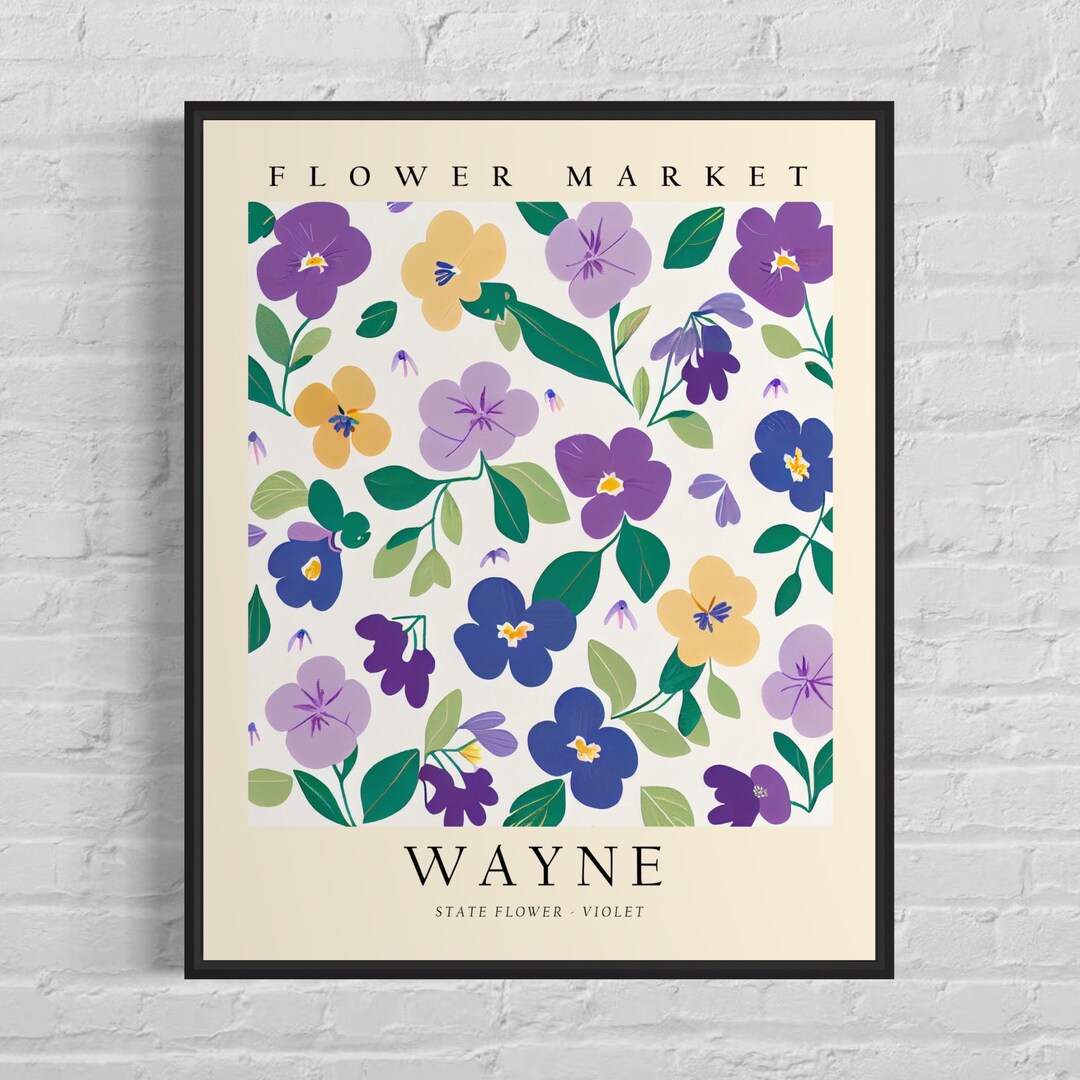 Wayne New Jersey Flower Market Art Print, Wayne City Poster, Violet ...