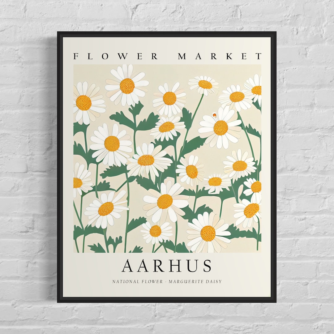 Aarhus Denmark Flower Market Art Print, Aarhus Flower Poster Wall Art ...