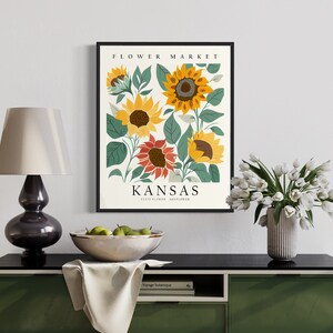 Kansas State Flower, Kansas Flower Market Art Print, Sunflower 1960's ...