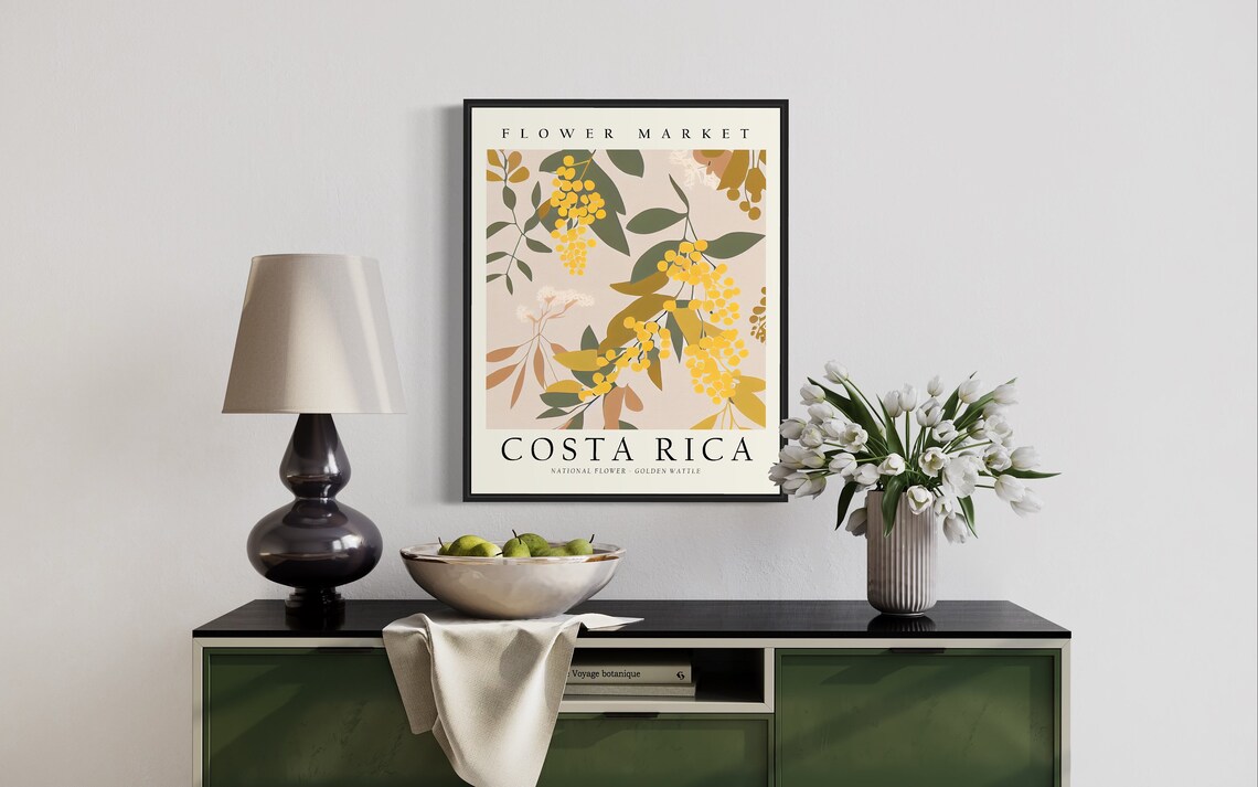 Costa Rica Flower Market Art Print Costa Rica Flower Golden - Etsy