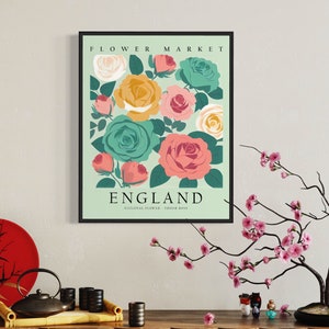 England National Flower, England Flower Market Art Print, Tudor Rose ...