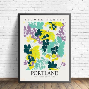 Portland Oregon State Flower Portland Flower Market Art - Etsy