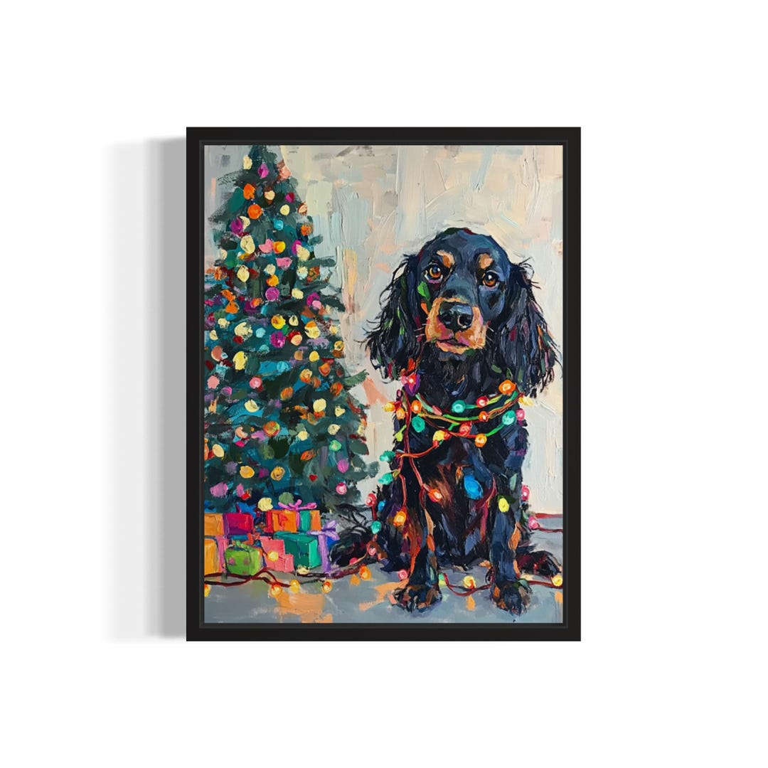 Cocker Spaniel Dog Tangled in Christmas Lights Poster Art Print ...