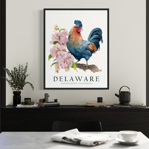 Delaware State Bird Art Print, Delaware State Flower, Delaware Wall Art ...