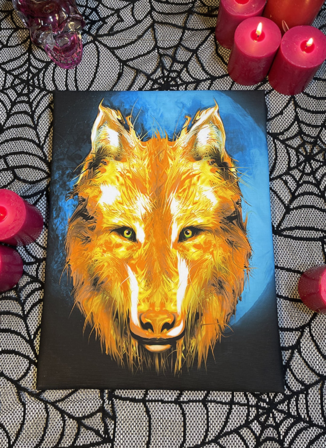 Lone Wolf Digital Fire Art by Pyro Painter for Living Room Wall Art ...