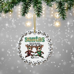 Ceramic Ornaments, Christmas Reindeer Soccer Player, Personalized ...