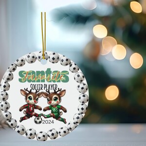 Ceramic Ornaments, Christmas Reindeer Soccer Player, Personalized ...