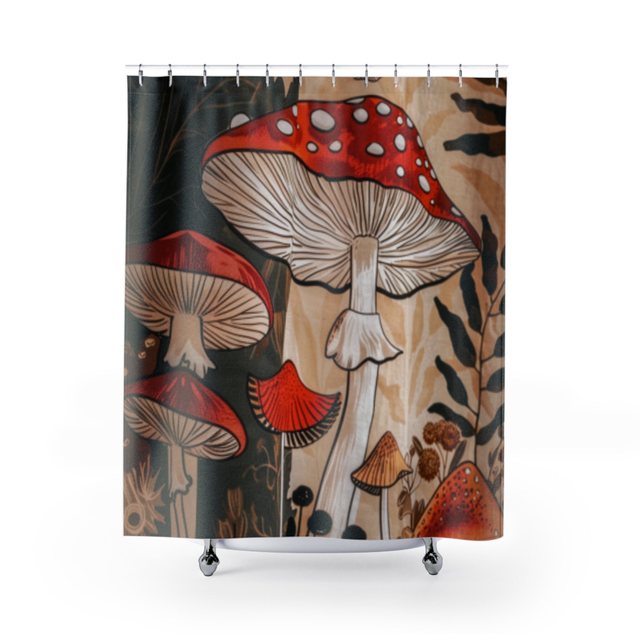 Mushroom Shower Curtain, Mushroom Curtain, Gift For, Boho Shower ...