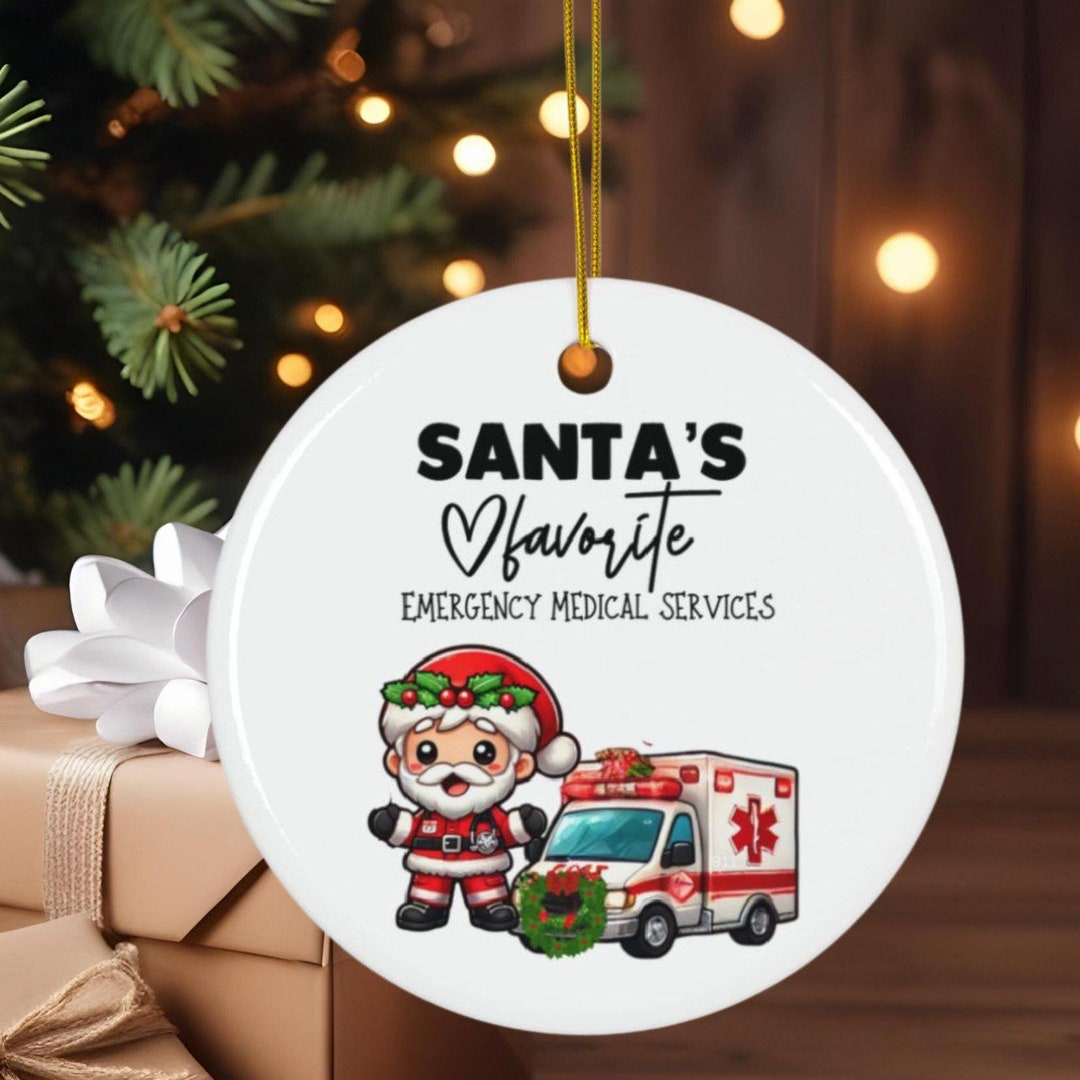 Ceramic Ornaments, Personalized EMS Ornament, Ambulance Service Gift, 2 ...