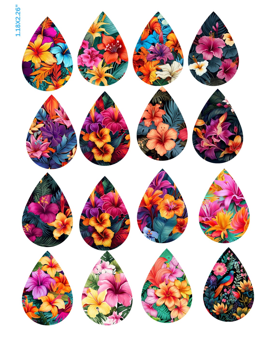 Teardrop Earrings Sublimination Bundle Templates Sublimation, Tropical ...