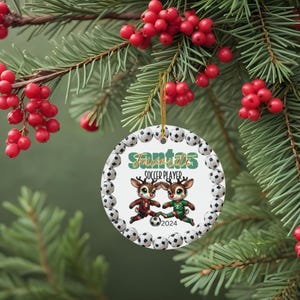 Ceramic Ornaments, Christmas Reindeer Soccer Player, Personalized ...