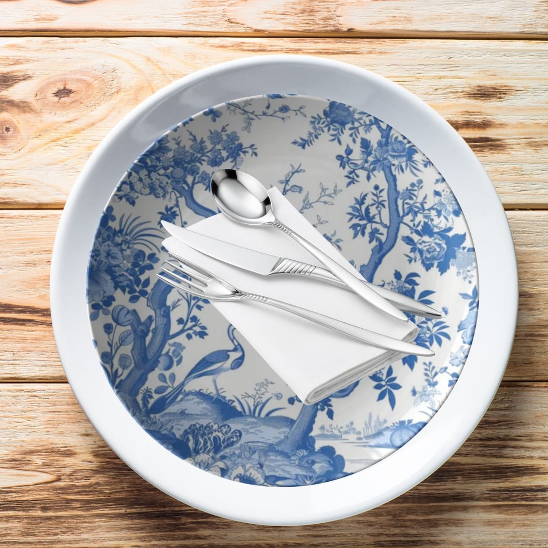 Blue Toile Dinner Plates | French Blue & White Tableware | 10" Blue ...