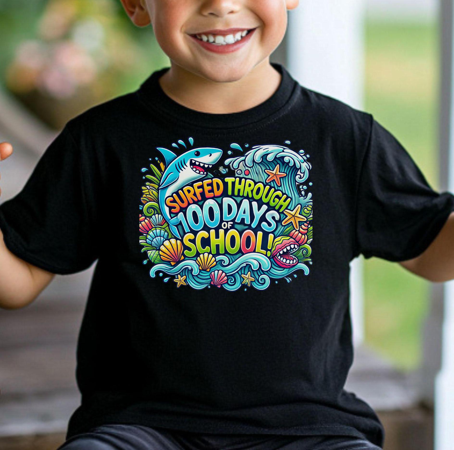 100th Day of School Surfing Through Kids Tee Shirt, Beach Theme ...