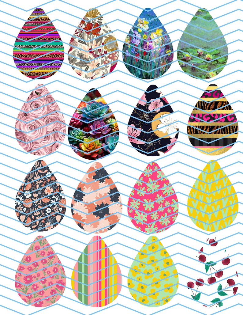 Teardrop Printable Earring Bundle Design Earring Sublimation Designs ...
