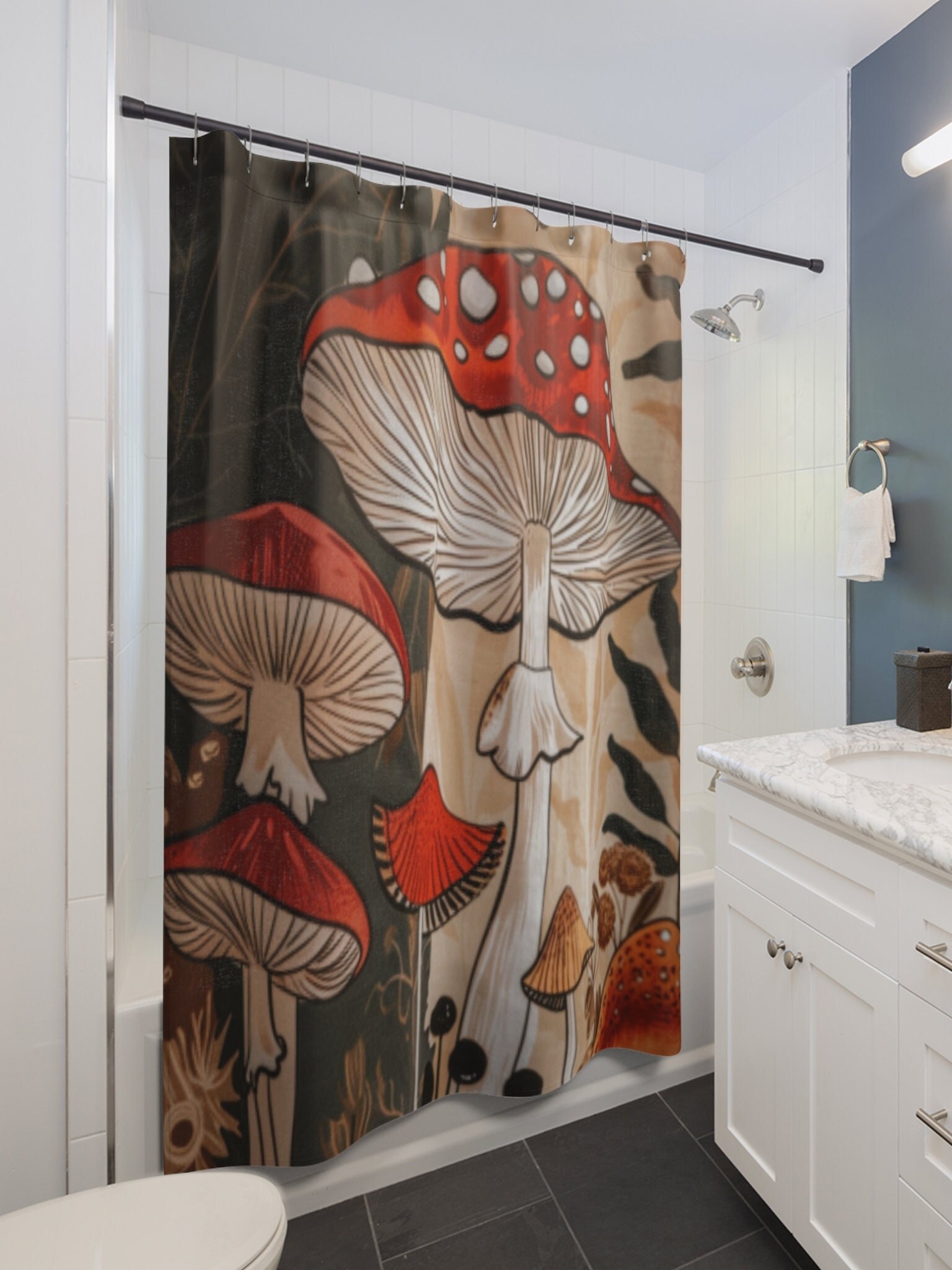 Mushroom Shower Curtain, Mushroom Curtain, Gift For, Boho Shower ...