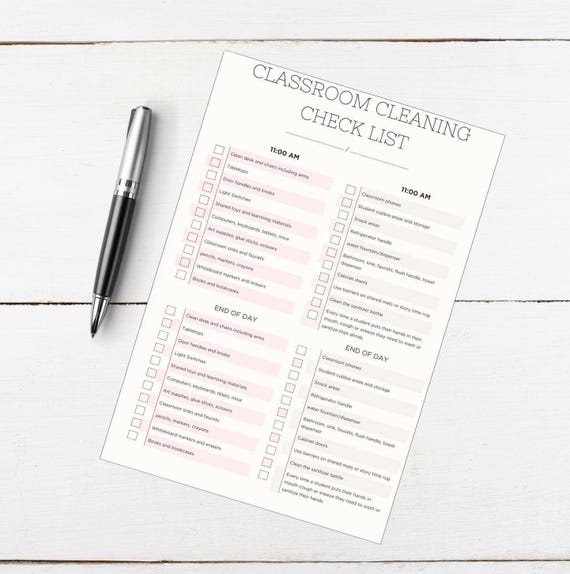 Classroom Cleaning Checklist