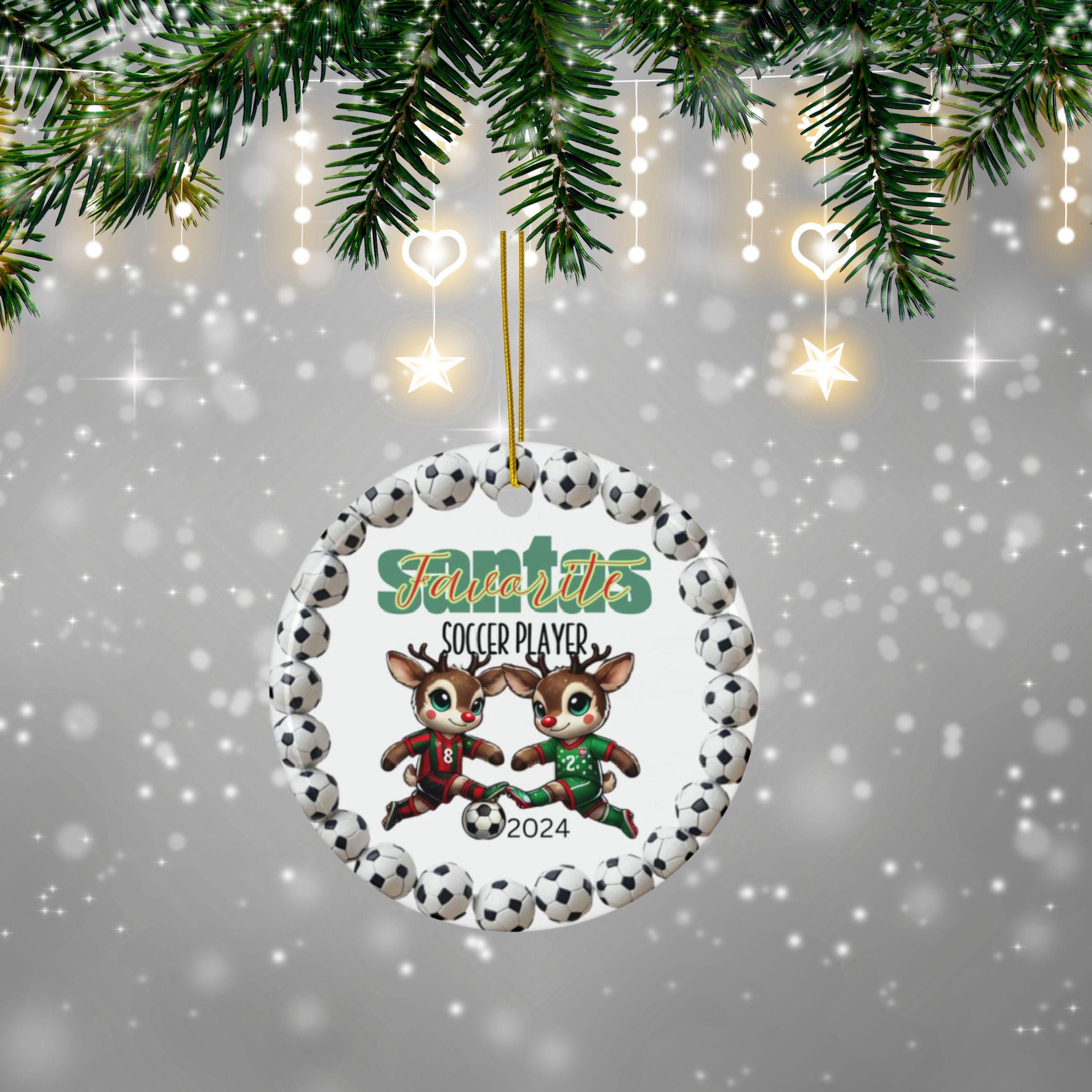 Ceramic Ornaments, Christmas Reindeer Soccer Player, Personalized ...