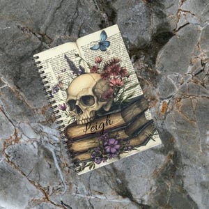 Custom Notebook, Skull Spiral Notebook, Personalized Gothic Book ...