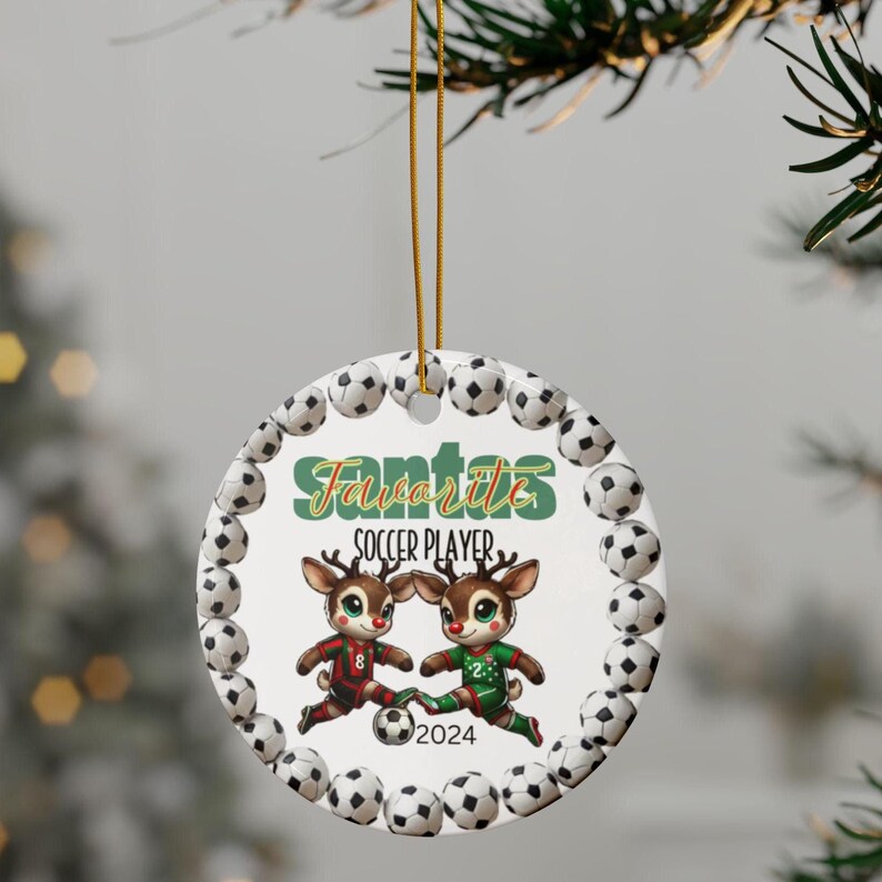 Ceramic Ornaments, Christmas Reindeer Soccer Player, Personalized ...