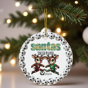 Ceramic Ornaments, Christmas Reindeer Soccer Player, Personalized ...