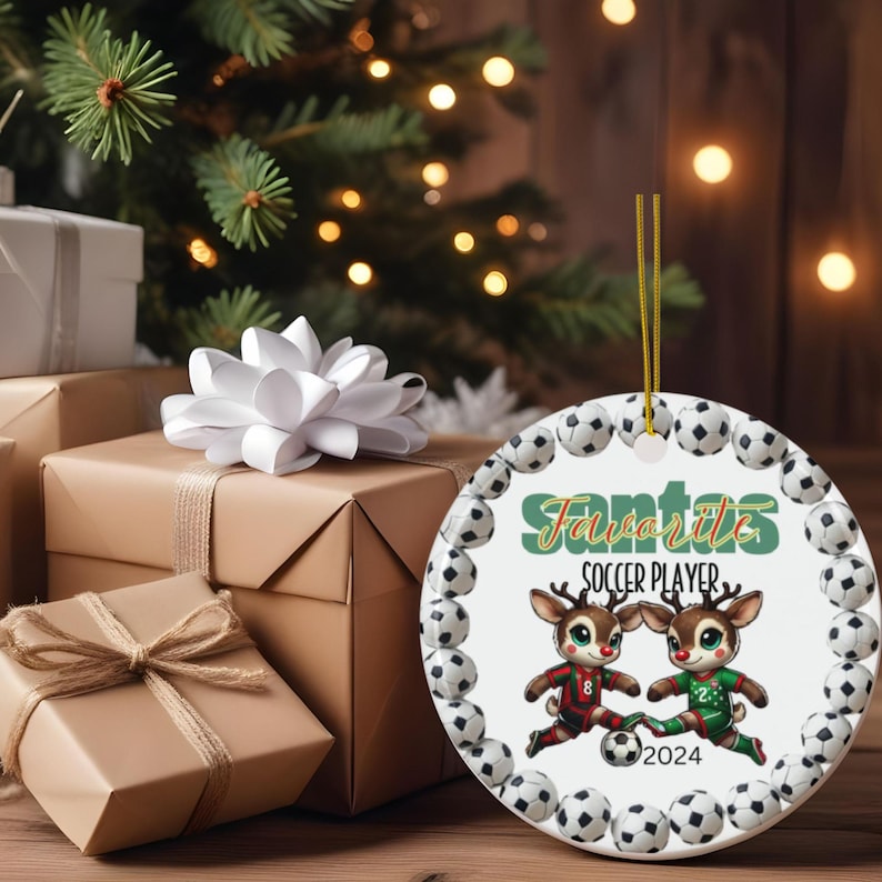 Ceramic Ornaments, Christmas Reindeer Soccer Player, Personalized ...