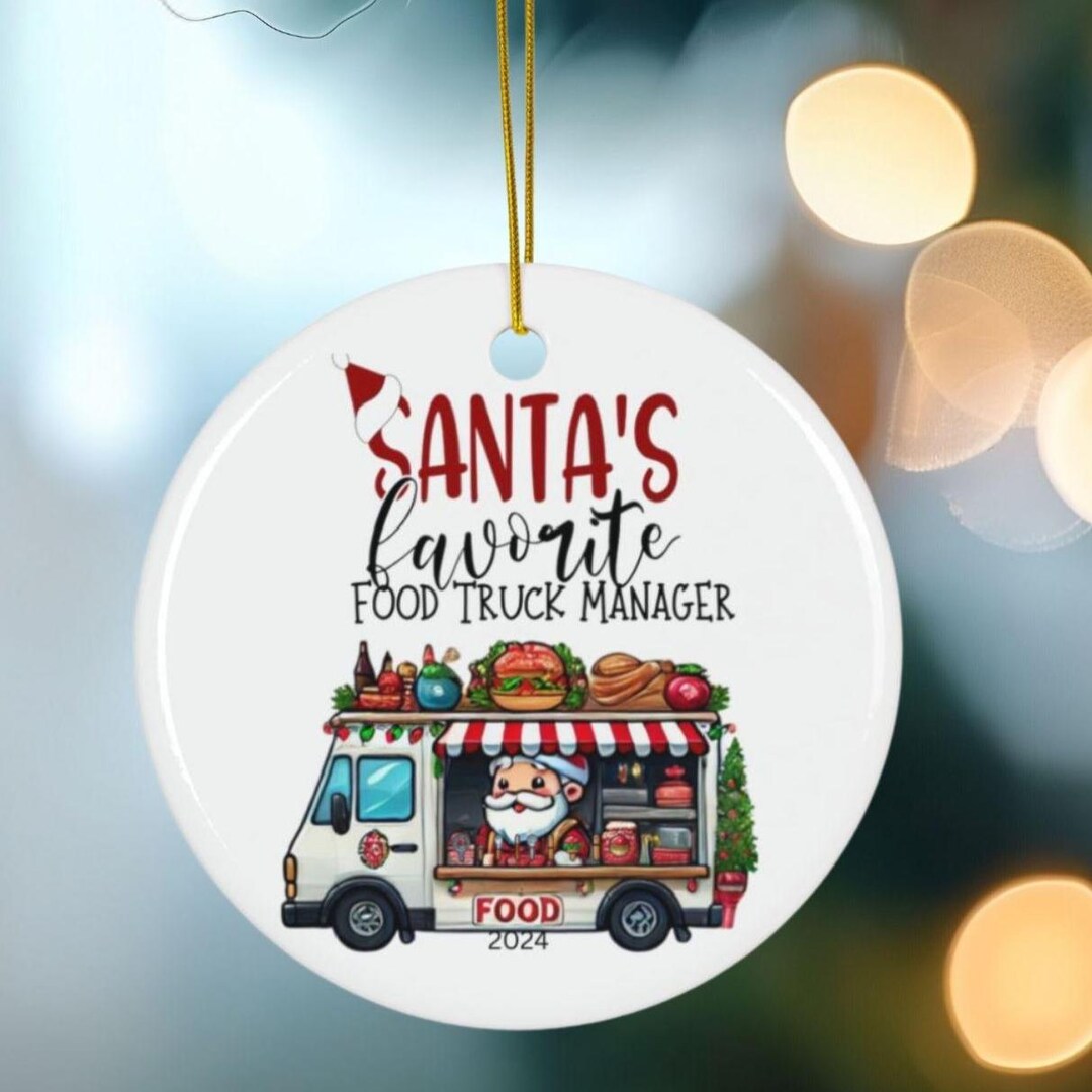 Santas Favorite Food Truck Manager Ceramic Ornaments, Personalized ...