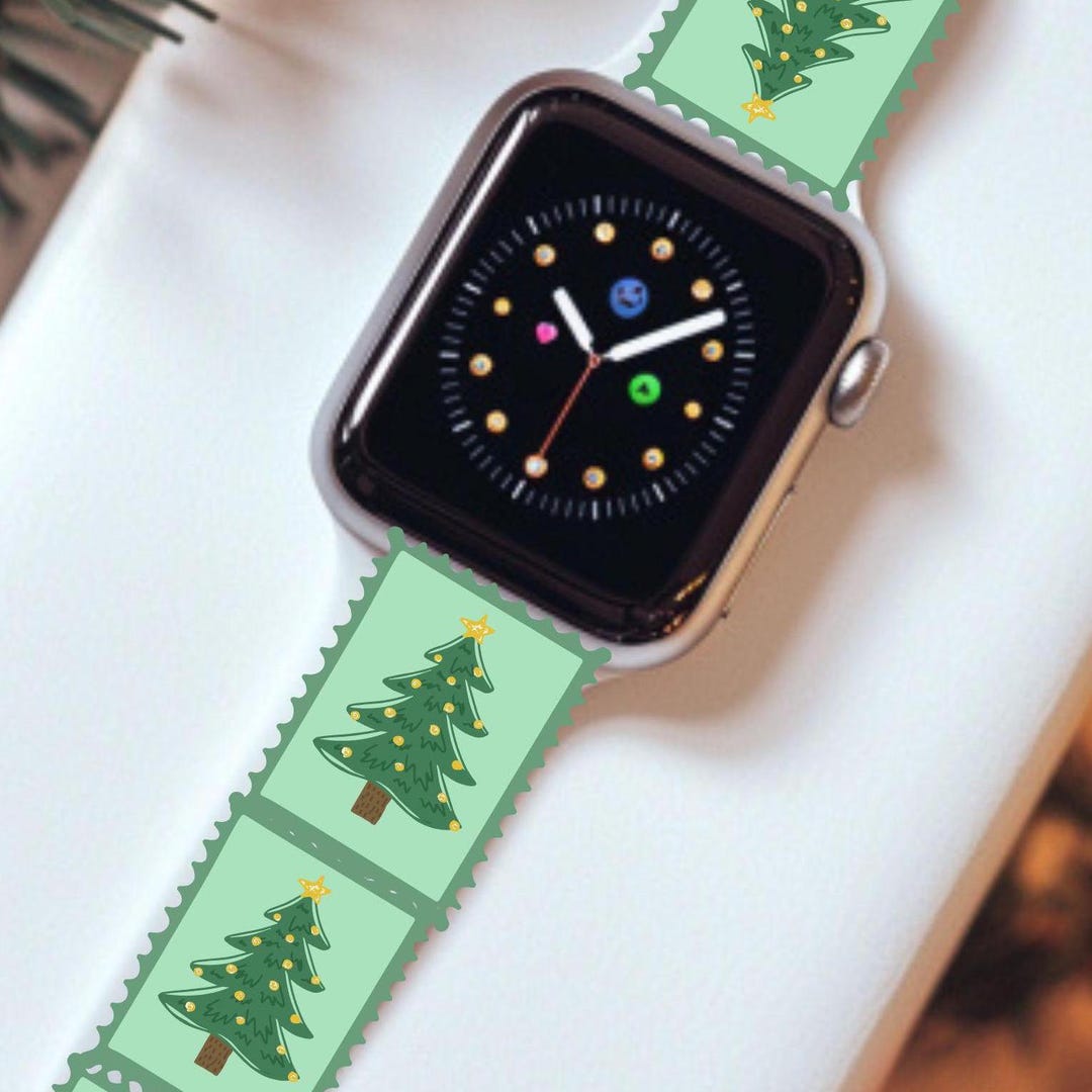 Christmas Watch Band, Vintage Tree Postage Stamp Design, Iwatch Band ...