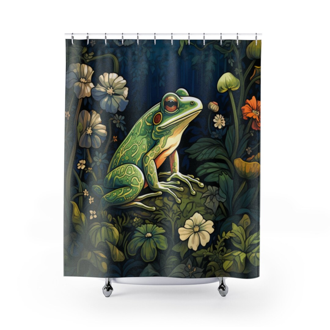 William Morris Frog in a Forst Shower Curtain, Cottagecore Design, Home ...