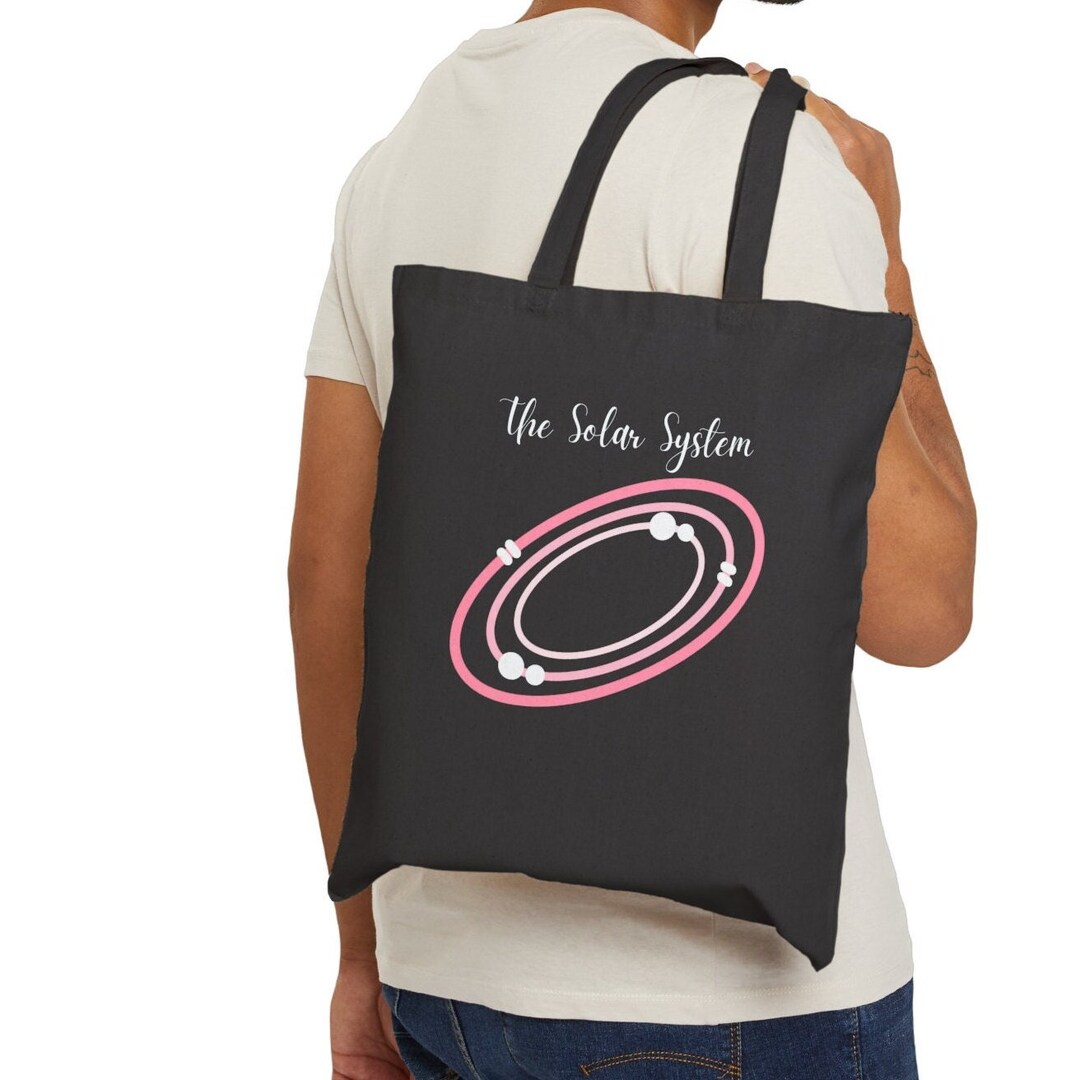 Pink Solar System Tote Bag, Reusable Grocery Canvas Tote Bag, Everyday ...