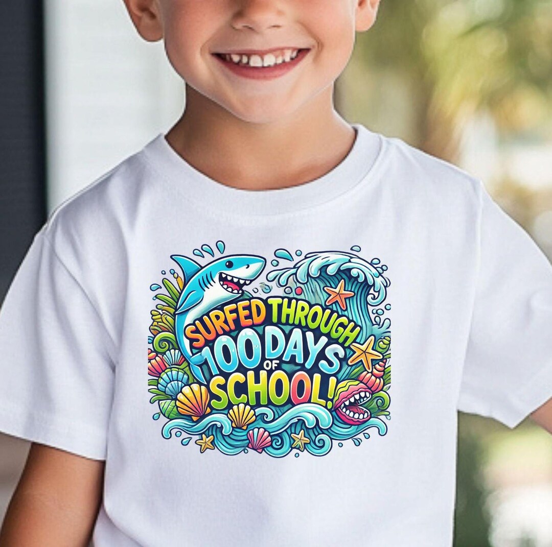 100th Day of School Surfing Through Kids Tee Shirt, Beach Theme ...