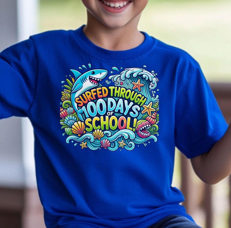 100th Day of School Surfing Through Kids Tee Shirt, Beach Theme ...