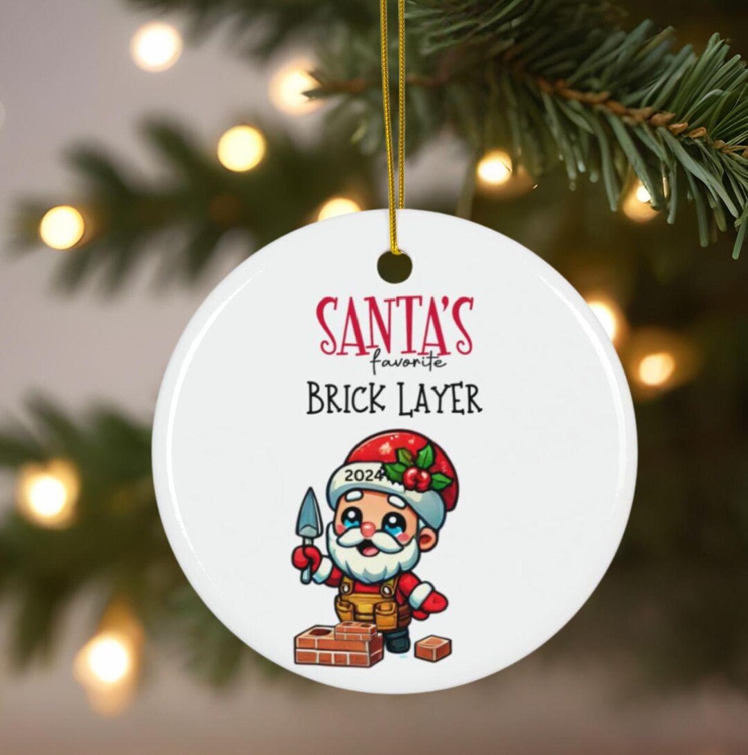 Santas Favorite Brick Layer Personalized Ceramic Christmas Ornament ...