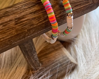 Clay Heishi Bead Summer Colorblock Bracelet - Etsy