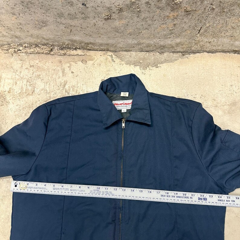 Wearguard Work Jacket Mens L Navy Blue Quilted Lined Zip up Coat VTG ...