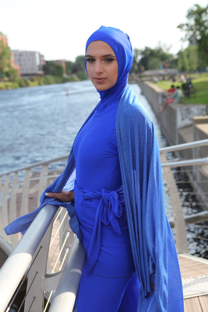 5piece Burkini Neon Blue Swimwear or Burkini Set Includes:- Swimsuit ...