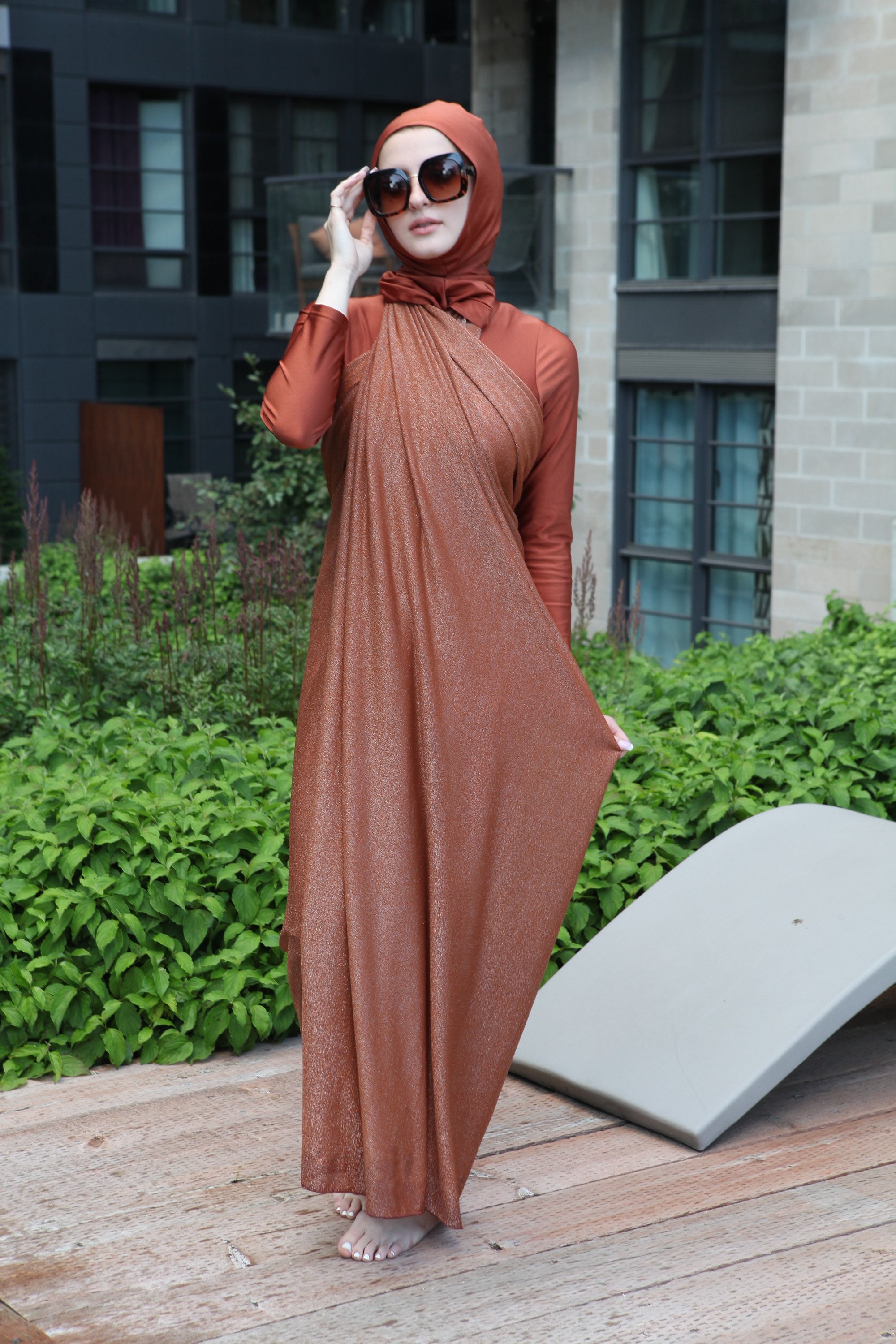 5piece Burkini Bronze Slimming Swimwear Swimsuit With Removable Bra ...