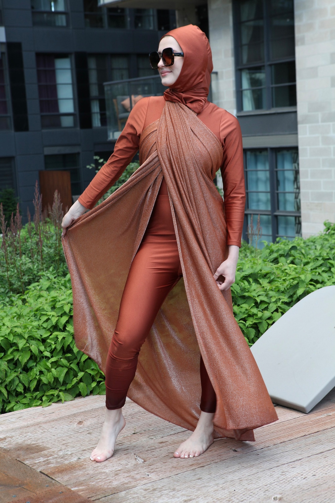 5piece Burkini Bronze Slimming Swimwear Swimsuit With Removable Bra ...