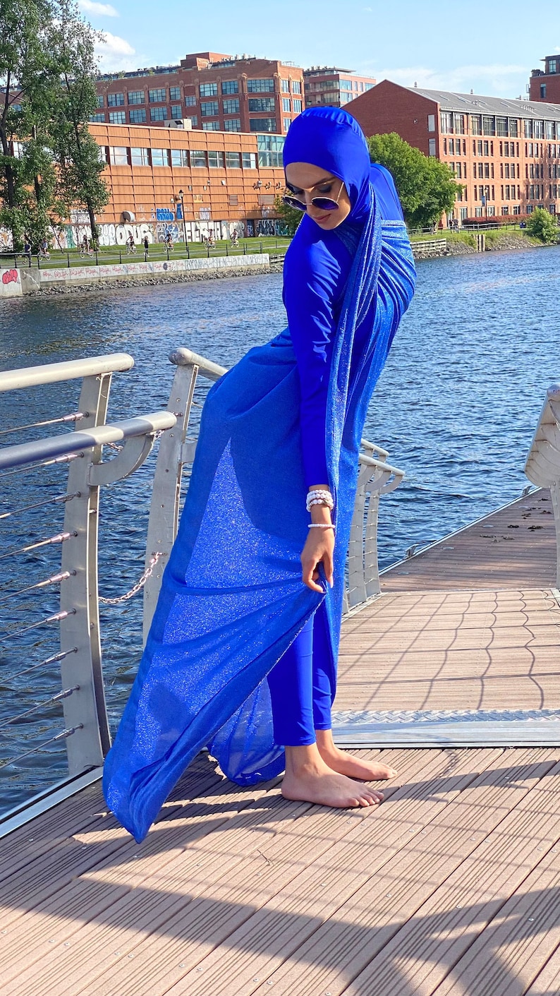 5piece Burkini Neon Blue Swimwear or Burkini Set Includes:- Swimsuit ...
