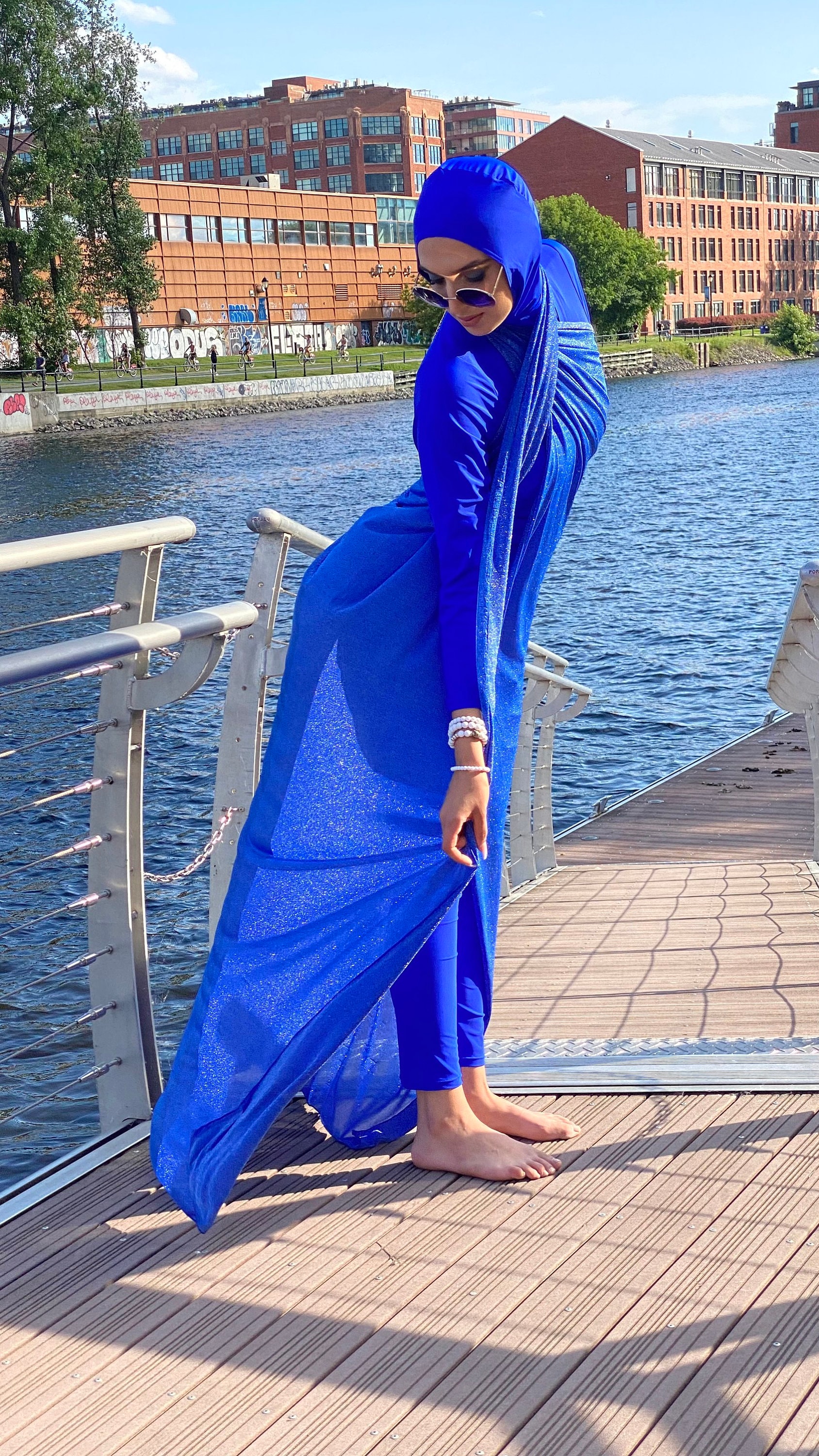 5piece Burkini Neon Blue Swimwear or Burkini Set Includes:- Swimsuit ...