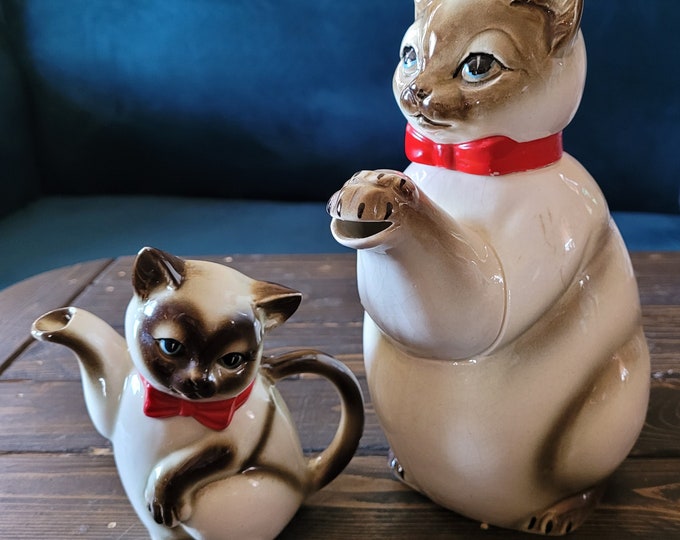 Kasuga Ware Siamese Mother Cat Teapot and Kitten Creamer - Etsy