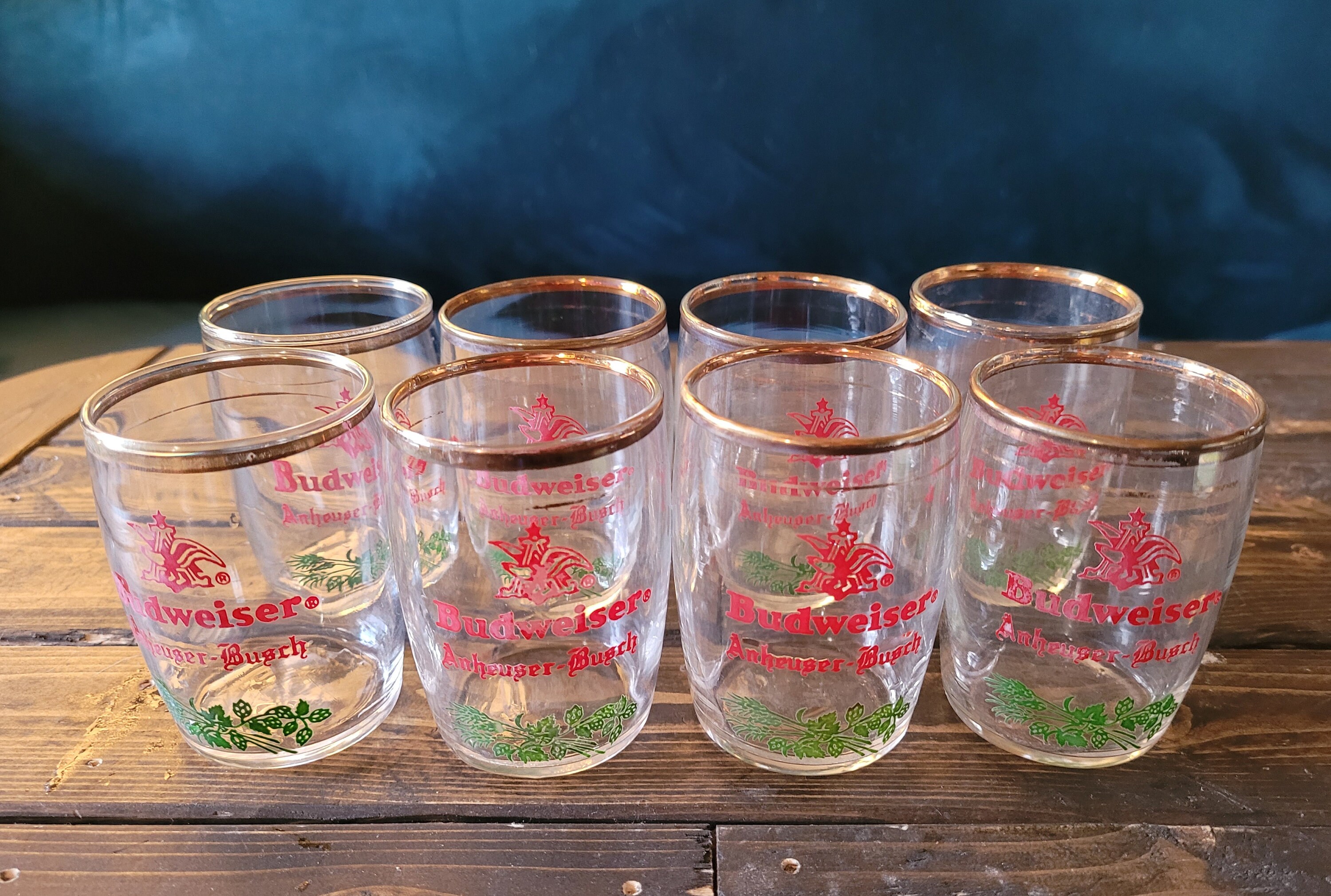 Vintage 4 Oz Budweiser Gold Rim Beer Glasses Tasting Set of 8 - Etsy