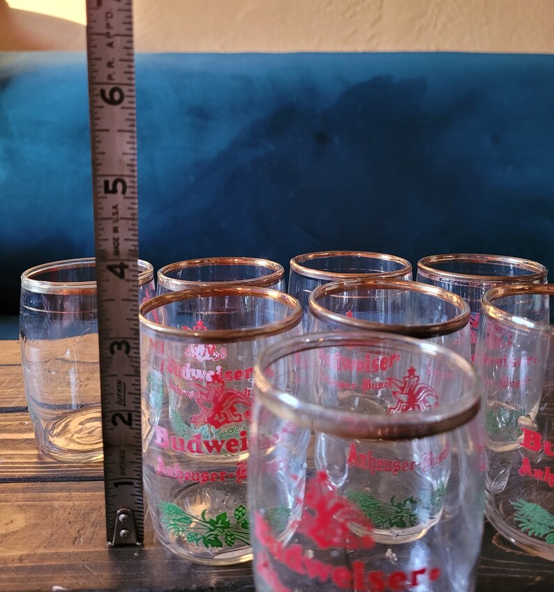 Vintage 4 Oz Budweiser Gold Rim Beer Glasses Tasting Set of 8 - Etsy