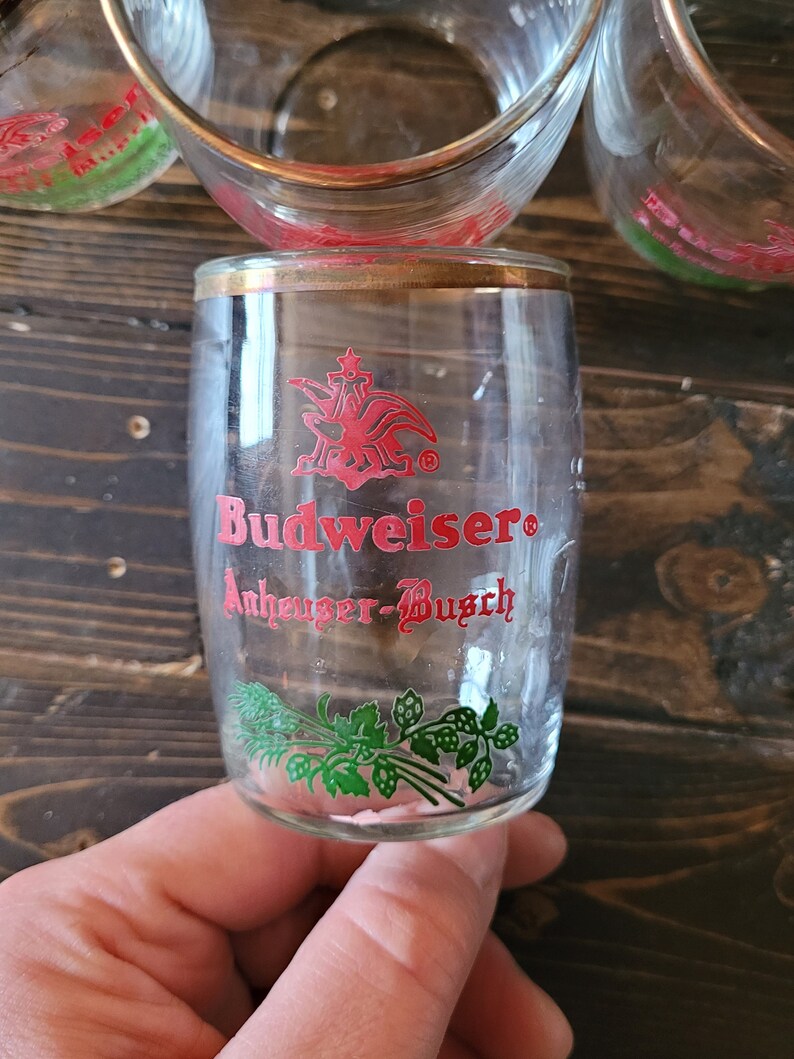 Vintage 4 Oz Budweiser Gold Rim Beer Glasses Tasting Set of 8 - Etsy