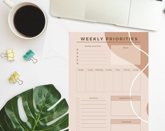 Modern Weekly Meal Planner, Printable Meal Planner, Tan Meal Planner ...