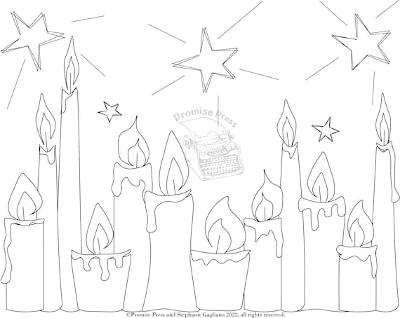 Candles Digital Printable Coloring Page Festive - Etsy