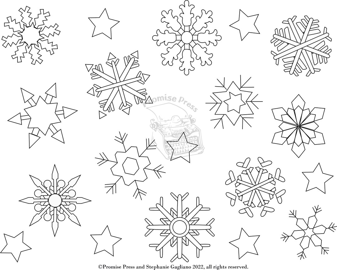 Snowflakes Digital Printable Coloring Page -- Holiday, Winter, Fun ...