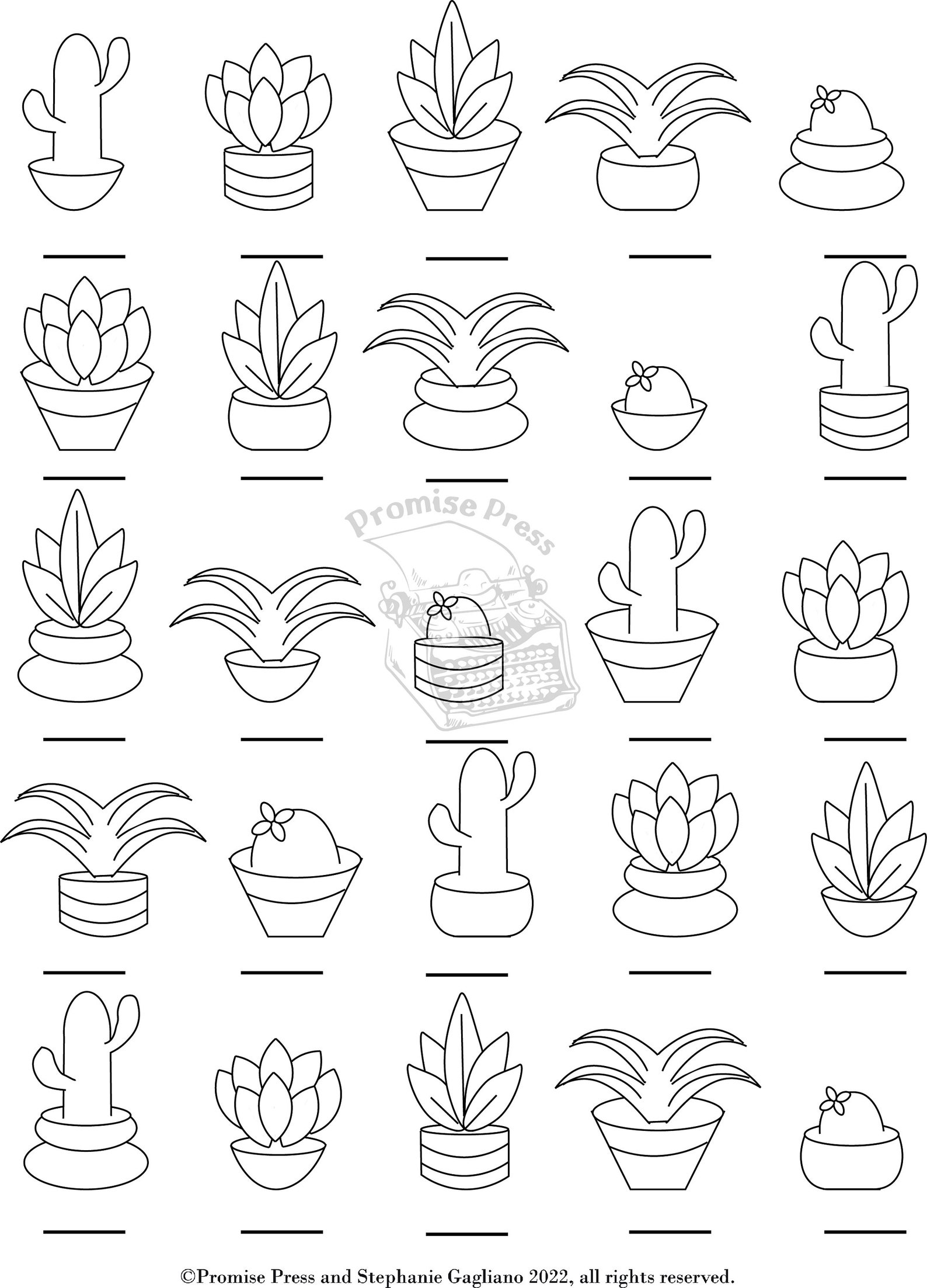 Intention Coloring - Succulent Plants Goal Tracker | Printable Goal ...