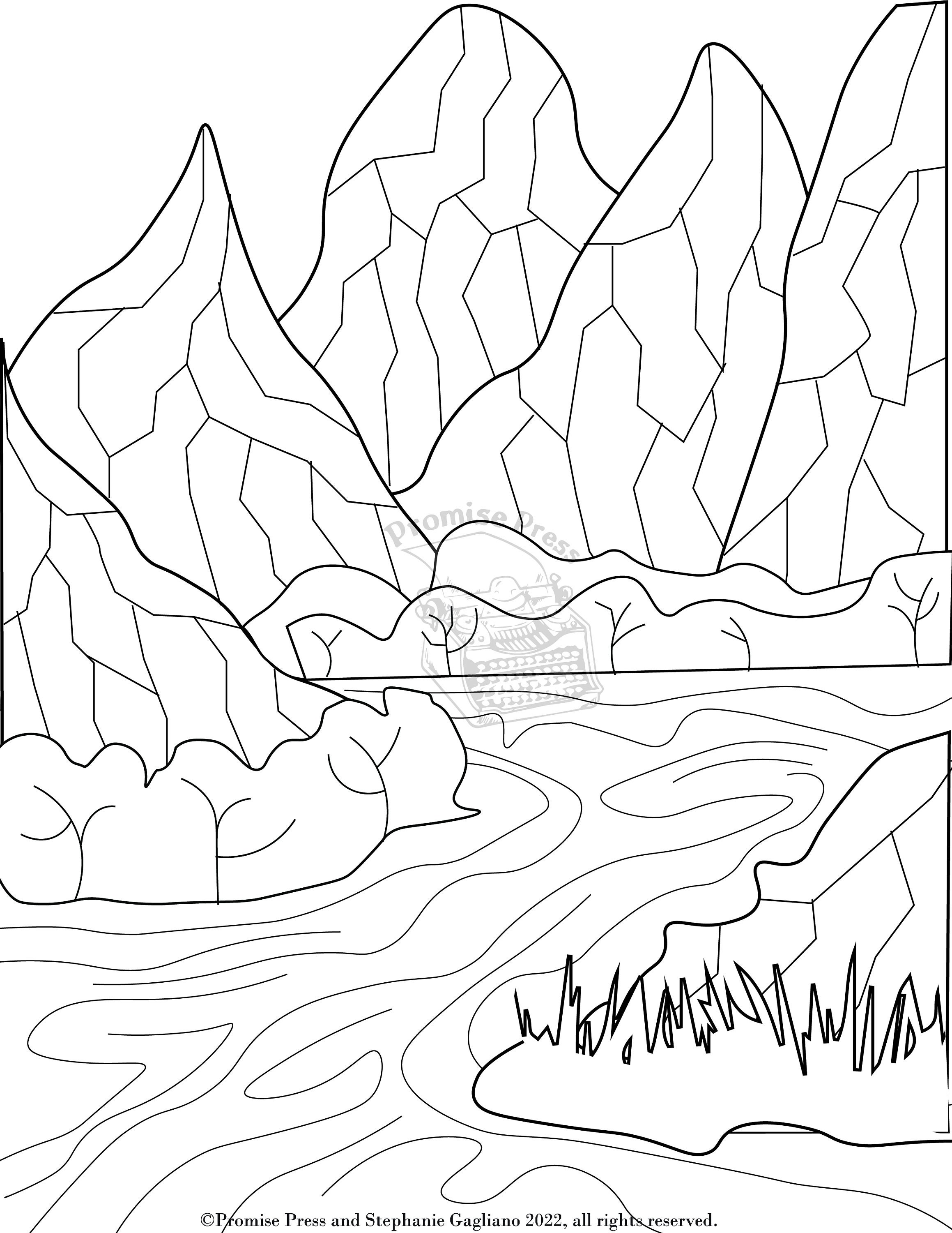 Intention Coloring -- Mountains Coloring Page for Debt Tracking or Self ...